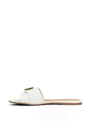 VIA ROMA 15 Logo Leather Flat Sandals