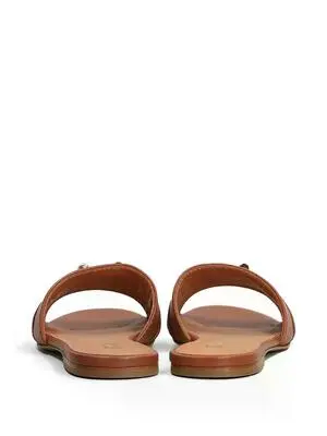 VIA ROMA 15 Leather Logo Plaque Flat Sandals