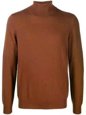ZANONE Virgin Wool-cashmere Blend Roll Neck Jumper - Brown