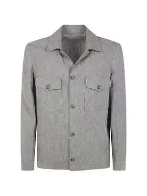 BARBA NAPOLI Linen Shirt Jacket - Grey