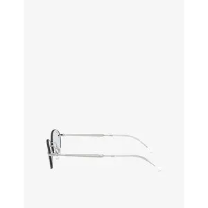 Ray-ban Rb3767 Oval-frame Metal Sunglasses - Silver