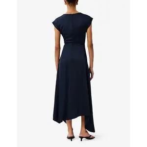 Whistles Lace Insert Asymmetric Hem Midi Dress