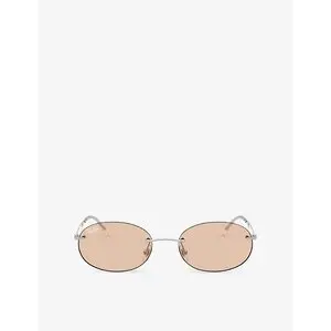 Ray-ban Rb3767 Oval-frame Metal Sunglasses - Silver