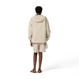Miu Miu Single-breasted Cotton Caban Jacket With Hood - Limestone