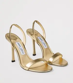 JIMMY CHOO Metallic Leather Stiletto Sandals