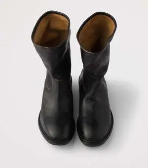 Prada Leather Vintage-effect Mid-calf Boots - Black
