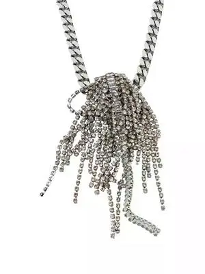 ANTON HEUNIS Crystal-embellished Fringe Curb-chain Necklace - Silver