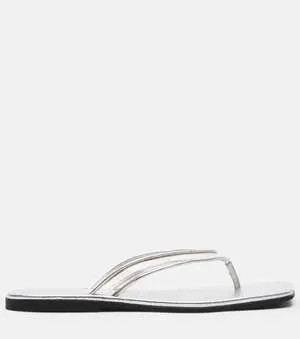Veronica Beard Clea Leather-trimmed Pvc Thong Sandals
