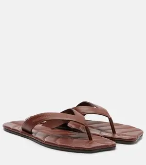 JW Anderson Leaf Leather Thong Sandals - Brown