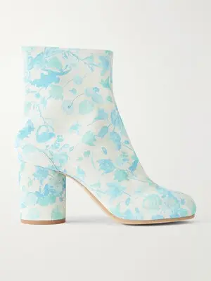 MAISON MARGIELA Tabi Split-toe Floral-print Suede Ankle Boots - Blue