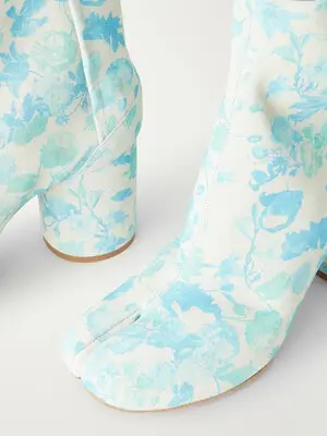 MAISON MARGIELA Tabi Split-toe Floral-print Suede Ankle Boots