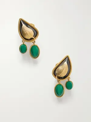 SONIA PETROFF Leaf Enamel Gold-plated Earrings - Multi