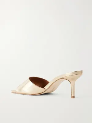 Staud Bea Metallic Leather Mules - Gold