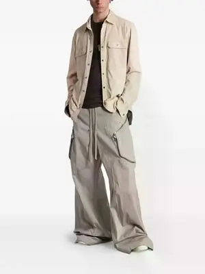 Rick Owens Heizer Belas Drawstring Cotton Trousers With Zip Detailing - Grey
