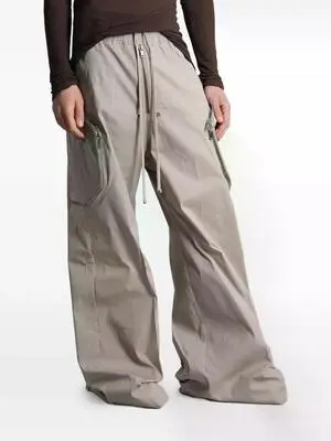Rick Owens Heizer Belas Drawstring Cotton Trousers With Zip Detailing - Grey