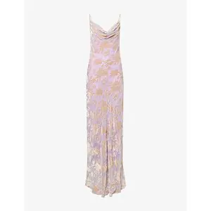 RAT AND BOA Athena Flocked-print Silk-blend Maxi Dress