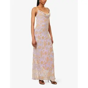 RAT AND BOA Athena Flocked-print Silk-blend Maxi Dress