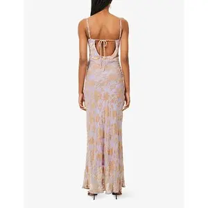 RAT AND BOA Athena Flocked-print Silk-blend Maxi Dress
