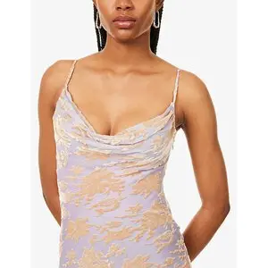 RAT AND BOA Athena Flocked-print Silk-blend Maxi Dress