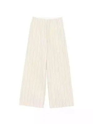 TELERIA ZED Beige Pinstripe Palazzo Trousers - Neutrals
