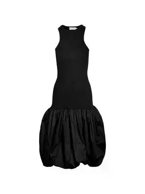 IOANA CIOLACU Ribbed Knit Balloon Midi Dress - Black