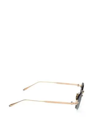 AKONI Juno Three 12k Rimless Rectangle Sunglasses - Gold