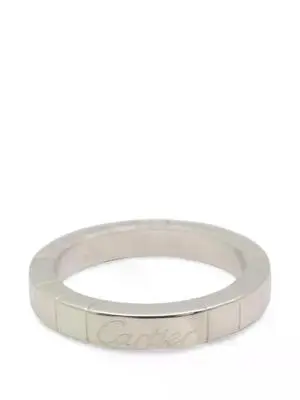 Cartier 18k White Gold Lanière Engraved Logo Ring - Silver