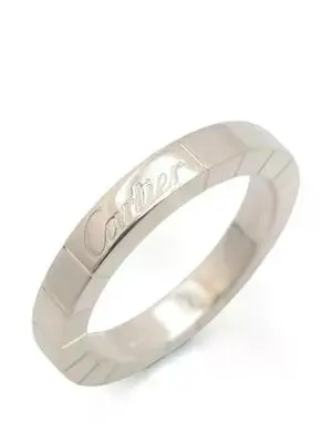 Cartier 18k White Gold Lanière Engraved Logo Ring - Silver