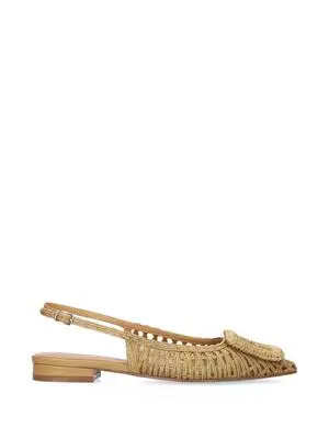 BIBI LOU Woven Buckle Detail Slingback Flats - Neutrals