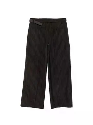 Sacai Belted Chalk-stripe Trousers - Brown