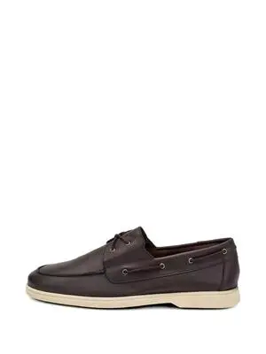 FRAU Lace-up Boat Shoes - Brown
