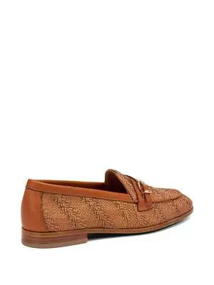 FRAU Herringbone-effect Loafers With Gold-tone Buckle - Brown