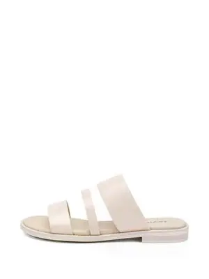 FRAU Triple-strap Polished Leather Sandals - Neutrals
