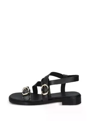 FRAU Multi-strap Leather Sandals With Gold-tone Buckles - Black