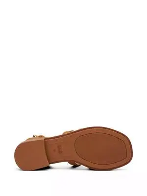 FRAU Suede Cage Sandals With Side Buckle Fastening - Brown