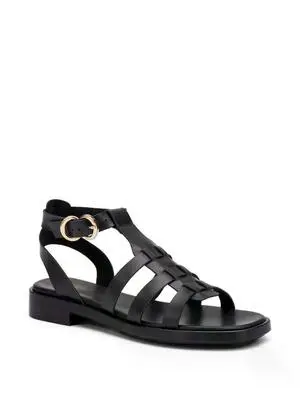 FRAU Cage Leather Sandals - Black