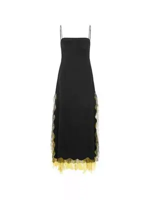 16Arlington Lace-trim Midi Dress - Black
