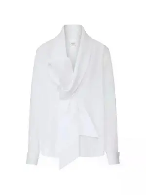 Saint Laurent Cotton Shirt With Lavallière Bow Detail - White