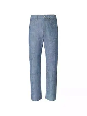 Fendi Logo-patch Straight-leg Trousers - Blue