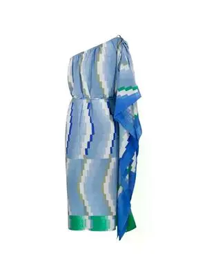 MAPOÉSIE Geometric-print One-shoulder Dress - Blue