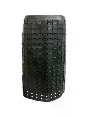 Bottega Veneta 2019 Intrecciato Leather A-line Skirt - Green