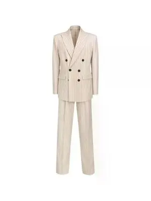 ROOM76 Pinstripe Double-breasted Suit - Neutrals