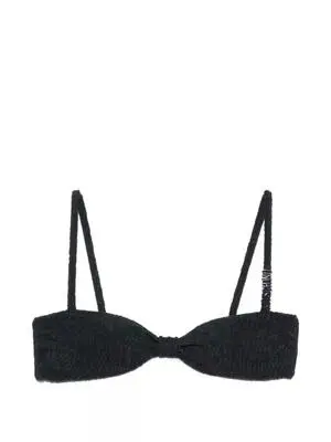 Moschino Detail Crinkled Bikini Top - Black