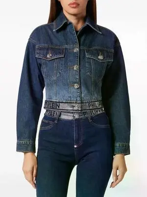 Philipp Plein Crystal Cropped Denim Jacket