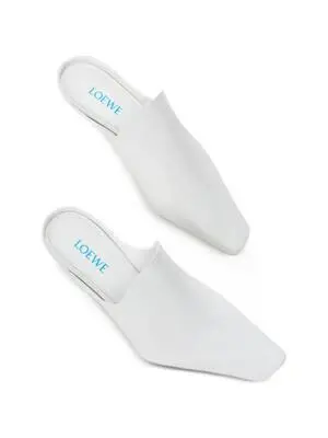 Loewe Emily Square-toe Kitten-heel Mules - White