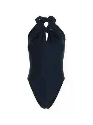 Federica Tosi Halterneck Twist Detail Swimsuit - Black