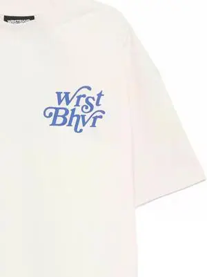 WRSTBHVR Reen V2 Logo-print Drop-shoulder T-shirt - Neutrals