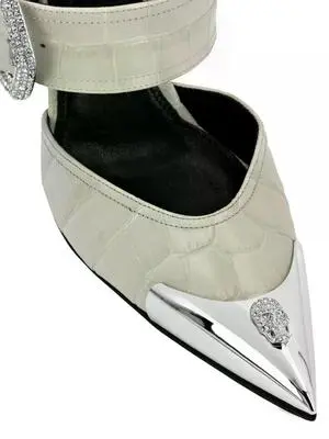 Philipp Plein Crocodile-embossed Heeled Pumps - Neutrals
