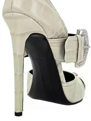 Philipp Plein Crocodile-embossed Heeled Pumps - Neutrals