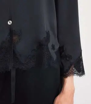MANITO Silk Lace-trim Luella Pyjama Set - Black
